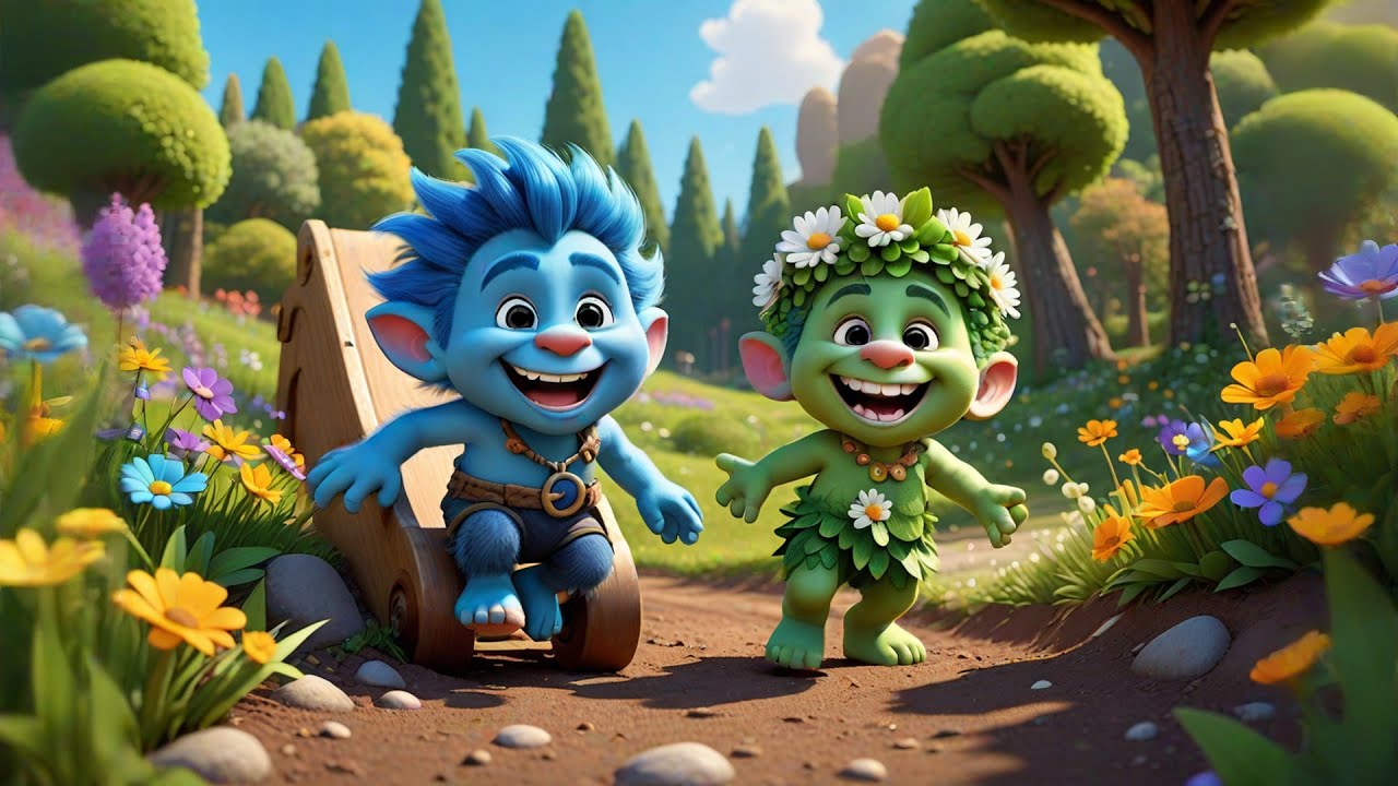 Six Baby Trolls Ride a Slide | Fun Nursery Rhyme for Kids | Baby Songs ...