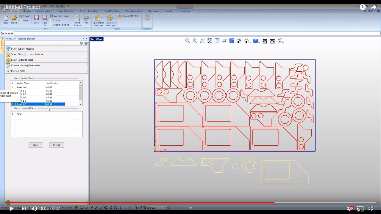 VisualCAD/CAM 2020 Rectangular Nesting Quick Start - YouTube