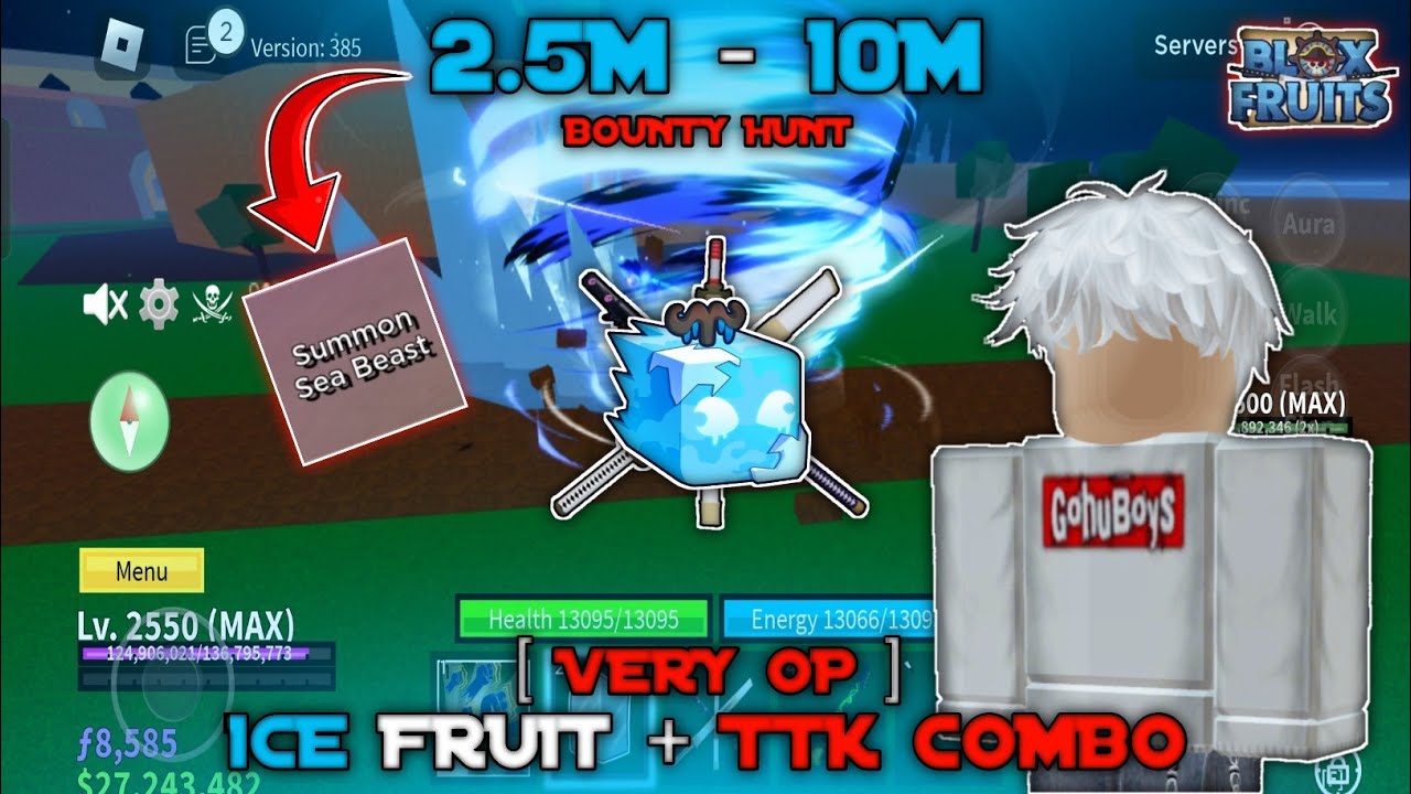 Ice bounty hunt - 2.5M - 10M? Ice + TTK + God Human Combo🥶 [ ROBLOX ...