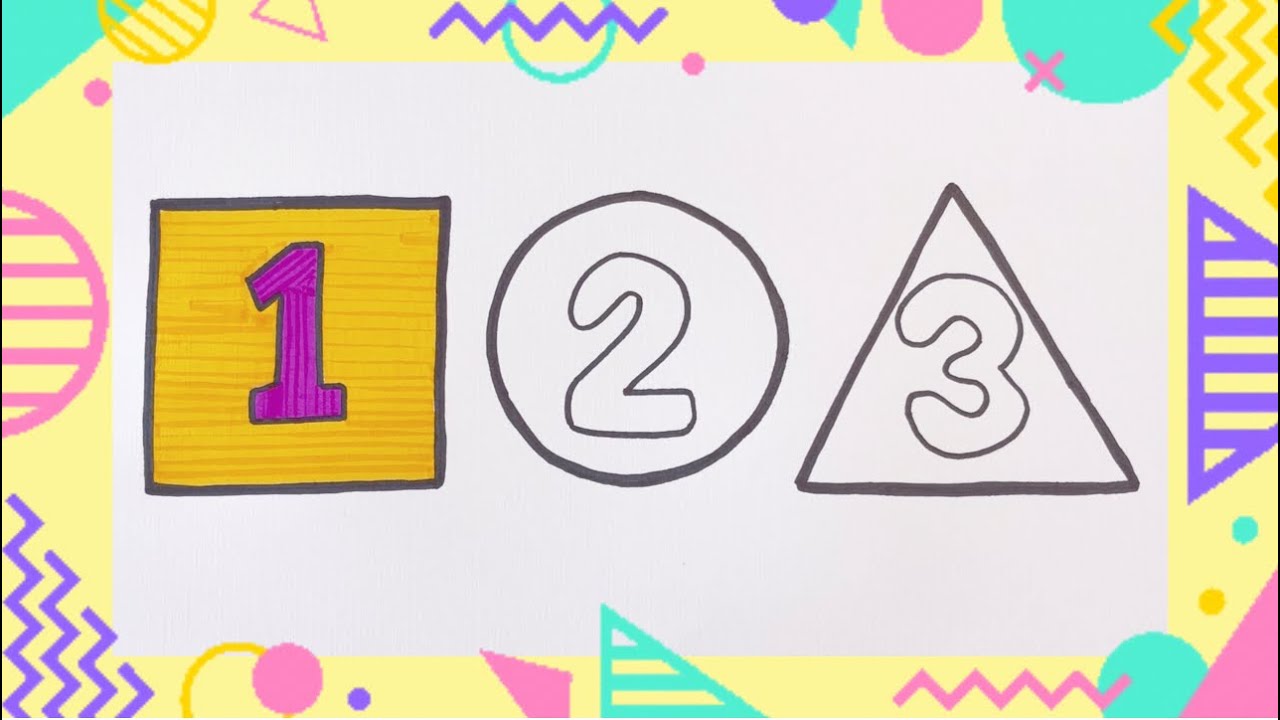 LEARN Shapes and NUMBERS 123 Drawing PAINTING AND COLORING FOR KIDS ...