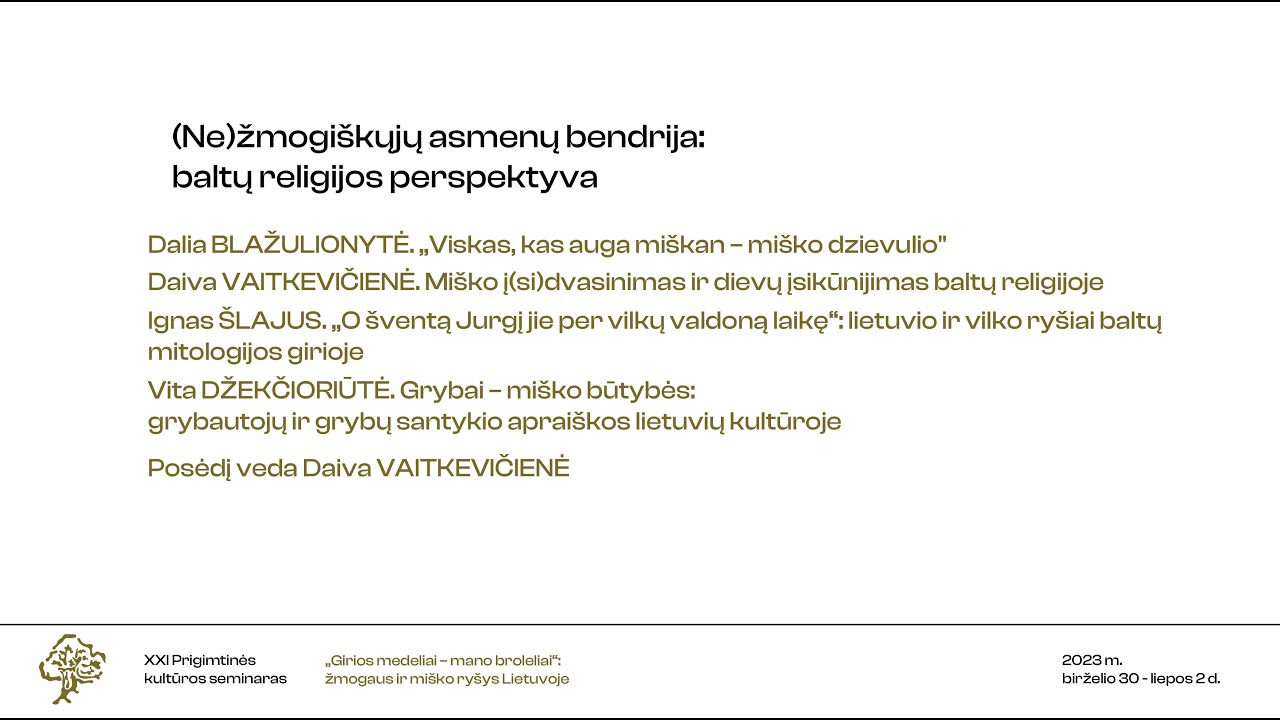 (Ne)žmogiškųjų asmenų bendrija: baltų religijos perspektyva - YouTube