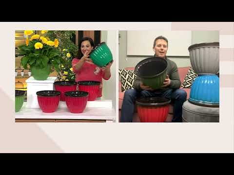 Jennings Set of 4 Medium 12" Ribbed Planters on QVC - YouTube