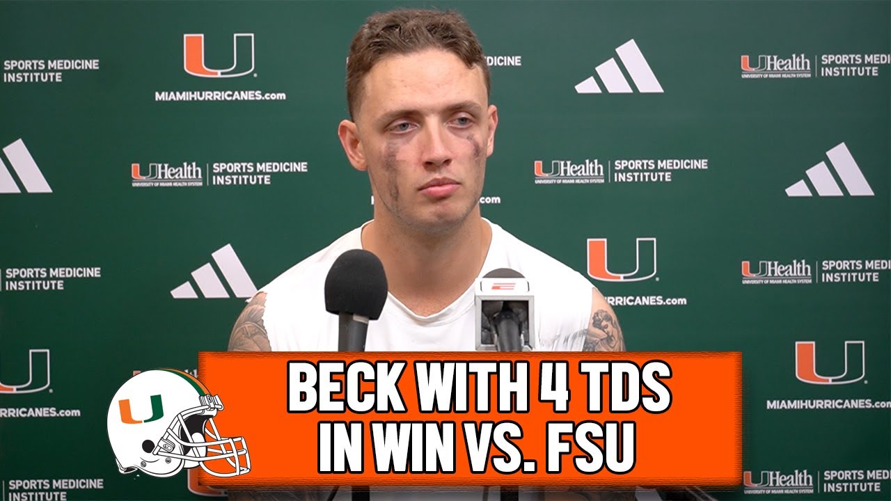 Carson Beck on #3 Miami's Win Over #18 Florida State | Postgame Press ...