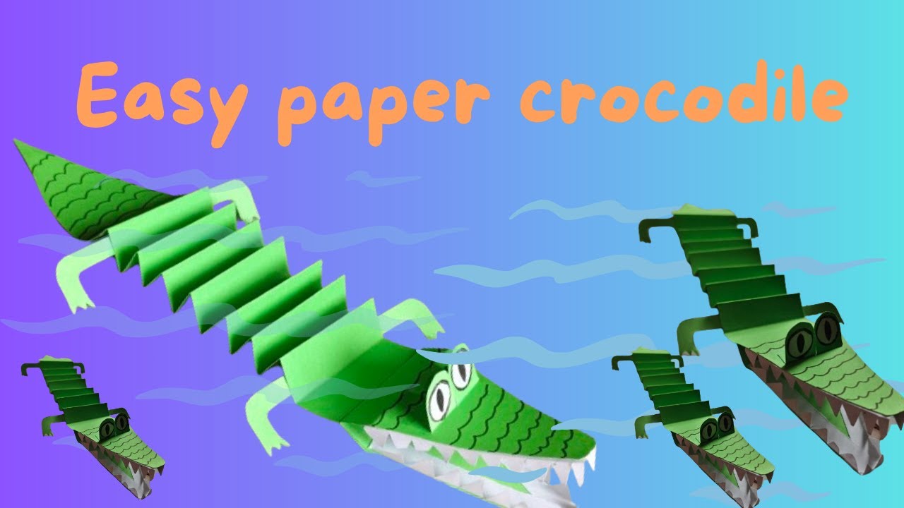 How to make paper crocodile/easy paper craft idea/simple and easy craft ...