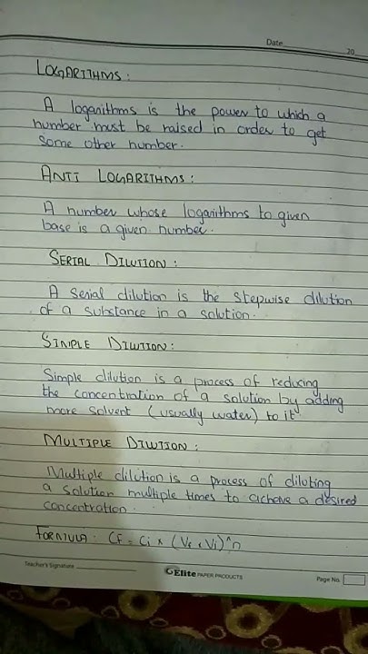 Logarithm Anti Logarithm Simple Serial And Multiple Dilution Terms Viral Shortsmathslab