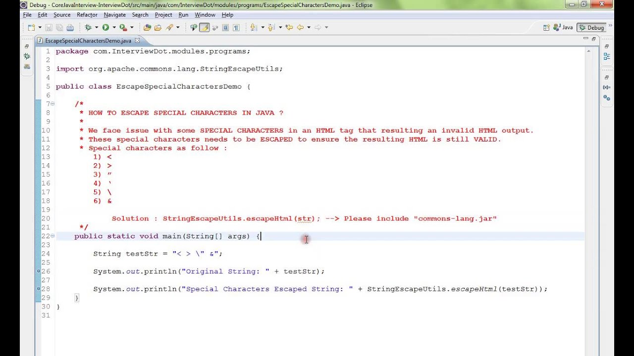 HOW TO ESCAPE SPECIAL CHARACTER IN JAVA DEMO YouTube HOW TO ESCAPE SPECIAL CHARACTER IN JAVA DEMO YouTube