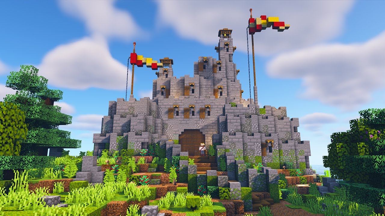Let's Build a Fortified Minecraft Castle Base [World Download] - YouTube