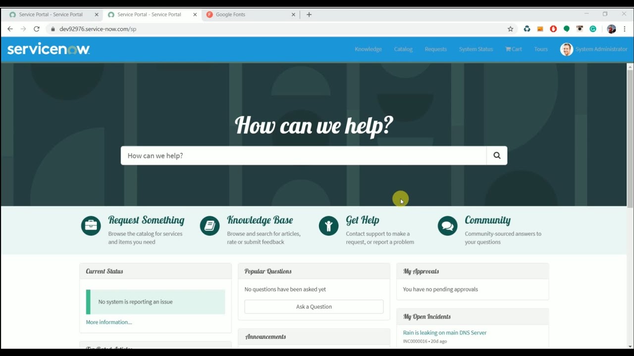 Session One | Service Portal basics |ServiceNow tutorial BY :: Dhruv ...