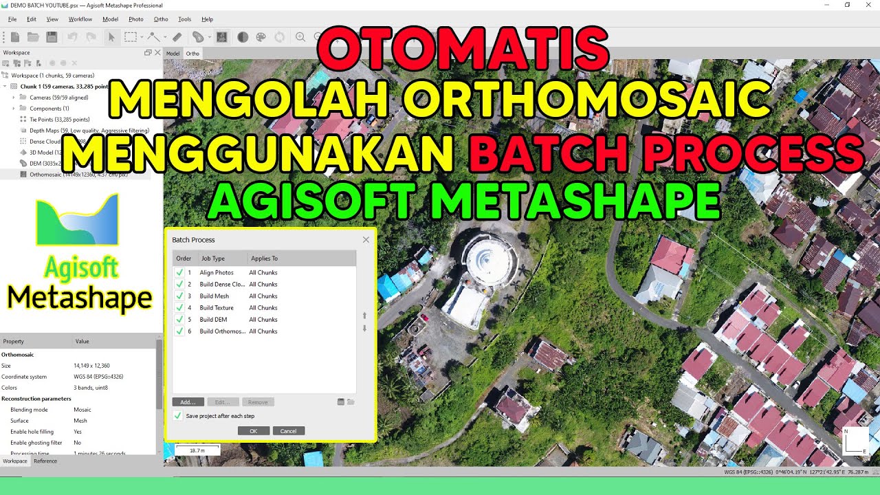 Mengolah Data Drone Secara Otomatis-Batch Process Agisoft - YouTube