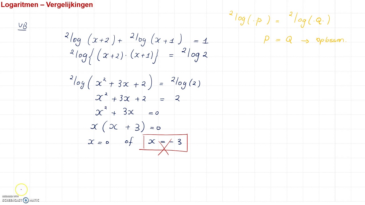 Logaritmische Functies - Vergelijkingen - YouTube