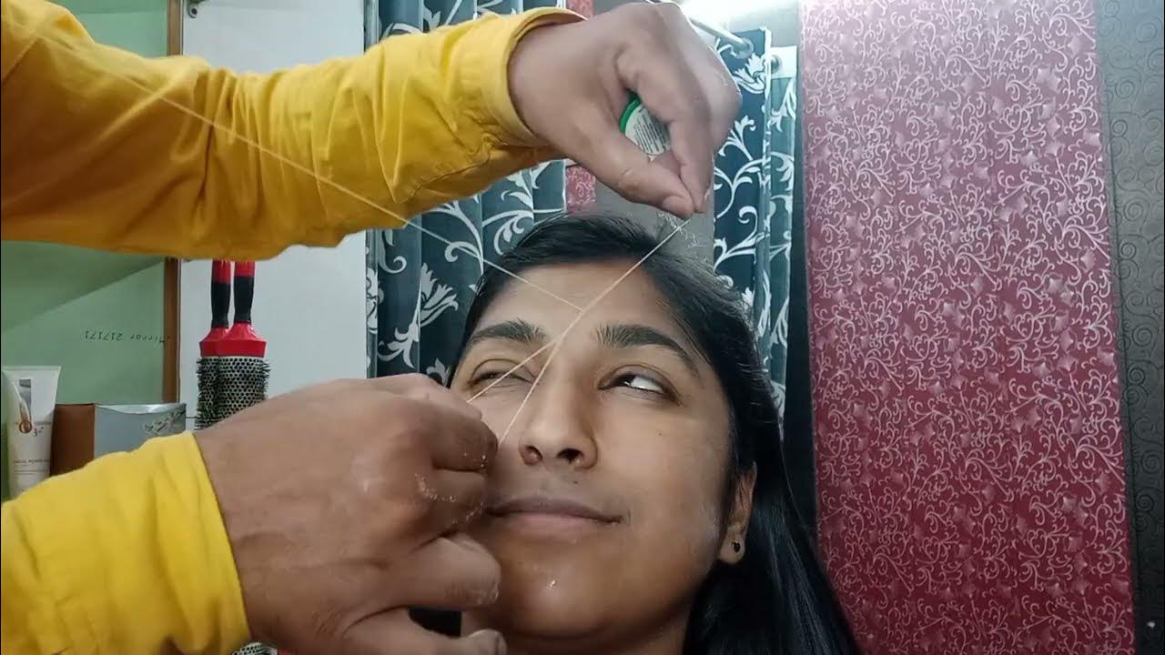 Full face threading tutorial/ upper lips threading tutorial/ forehead ...