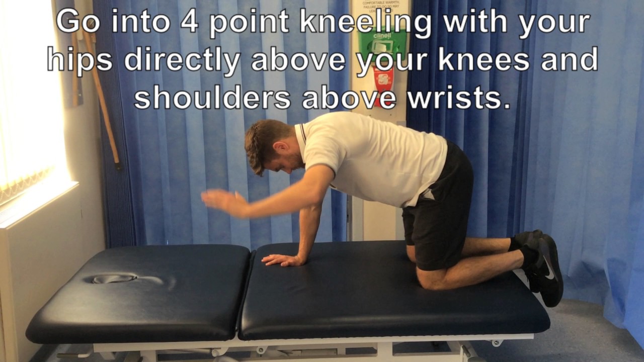 Physiotherapy: 4 point kneel shoulder 'W' - YouTube