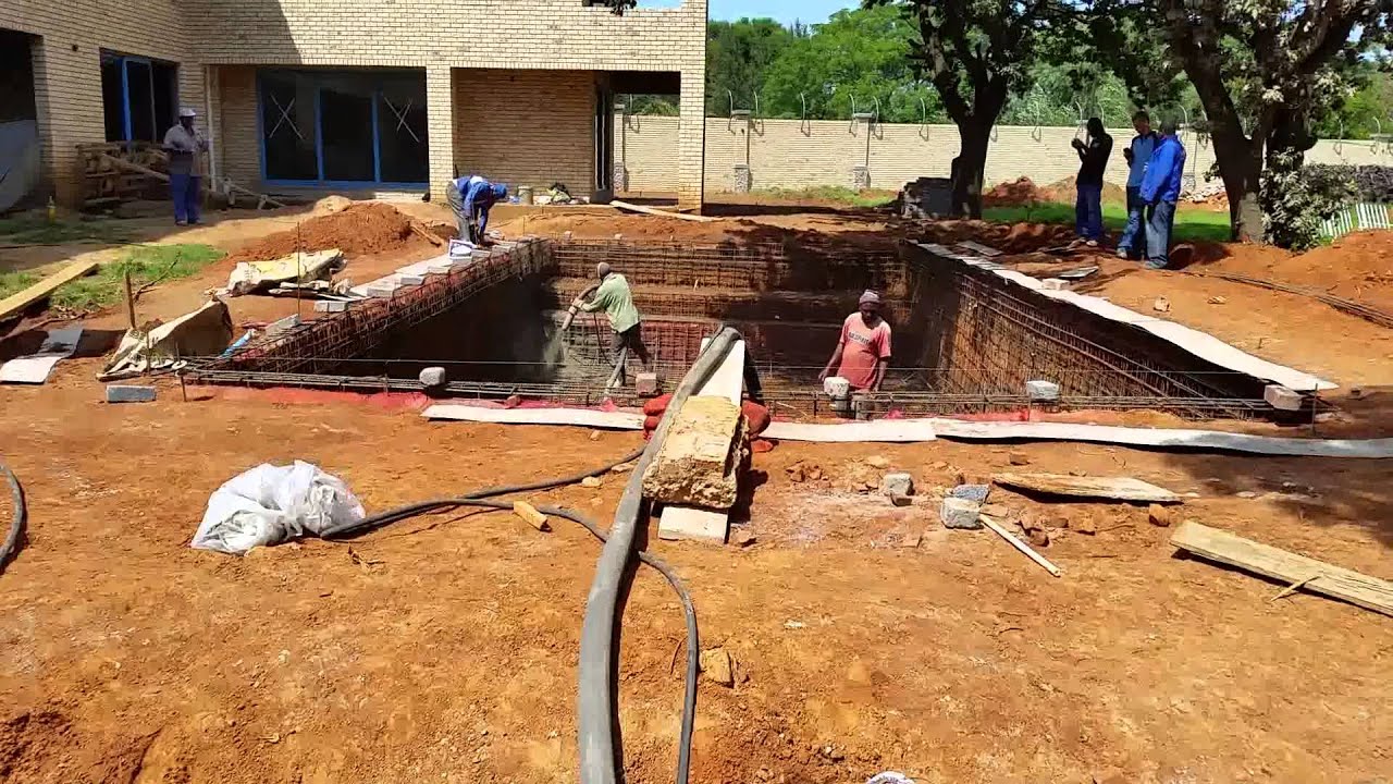 SA Gunite: Setting up and start Guniting pool - YouTube