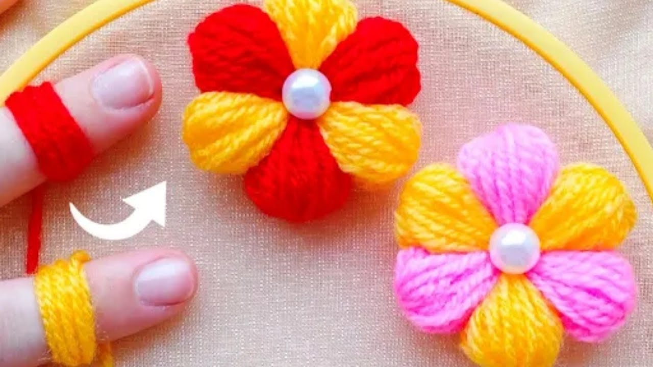 It'S So Beautiful 💖🌟 Superb Easy Woolen Flower Making Trick With Finger ...