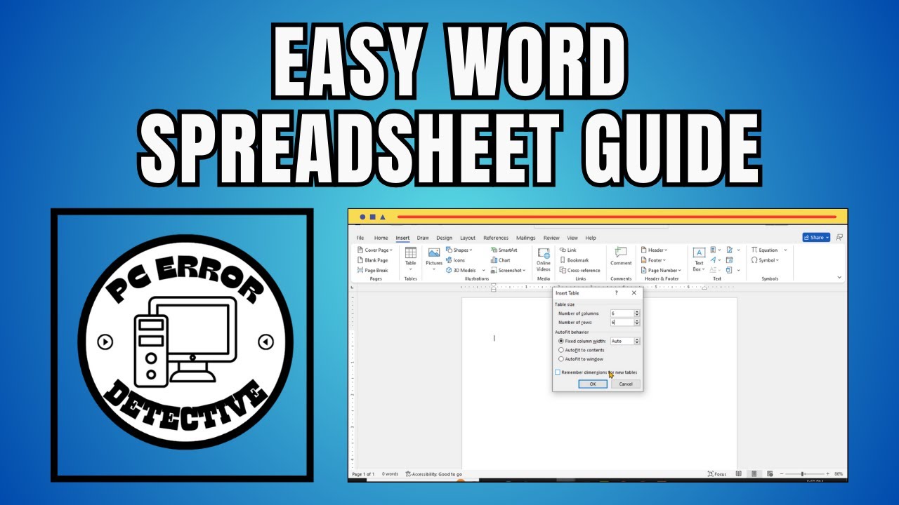 How to Create a Spreadsheet on Word - Full Guide {2025} - YouTube