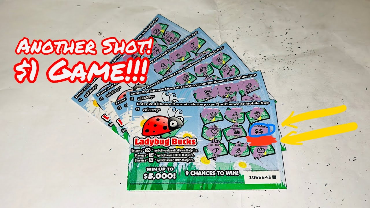 ANOTHER SHOT OF THE $1 LADYBUG BUCKS CALIFORNIA LOTTERY SCRATCHERS ...