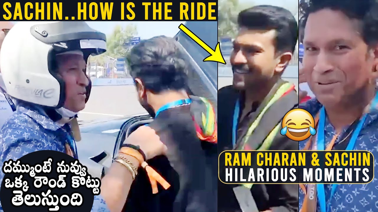Mega Power Star Ram Charan Fun With Sachin Tendulkar At Formula E ...