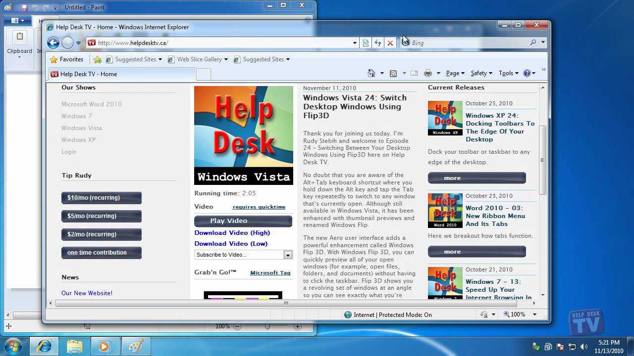 Exploring The New Windows 7 Aero Desktop Features - YouTube