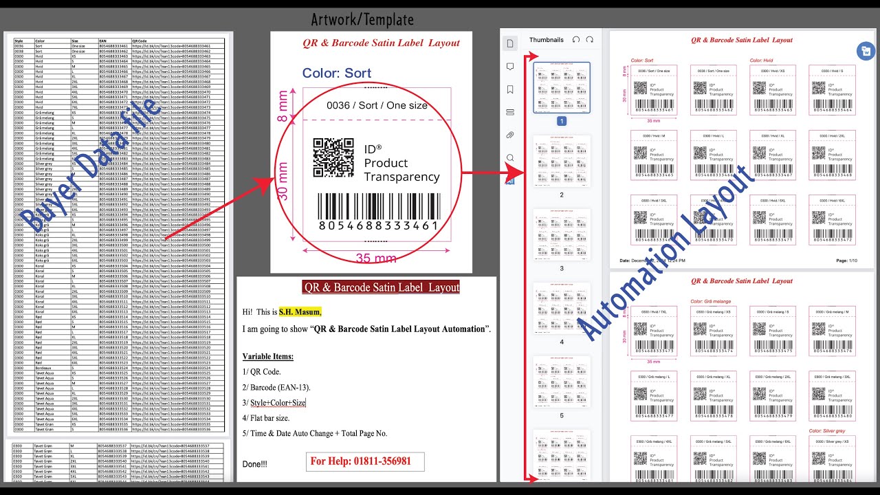 QR code & Barcode Label | #indesign Automation Label Layout | InDesign ...