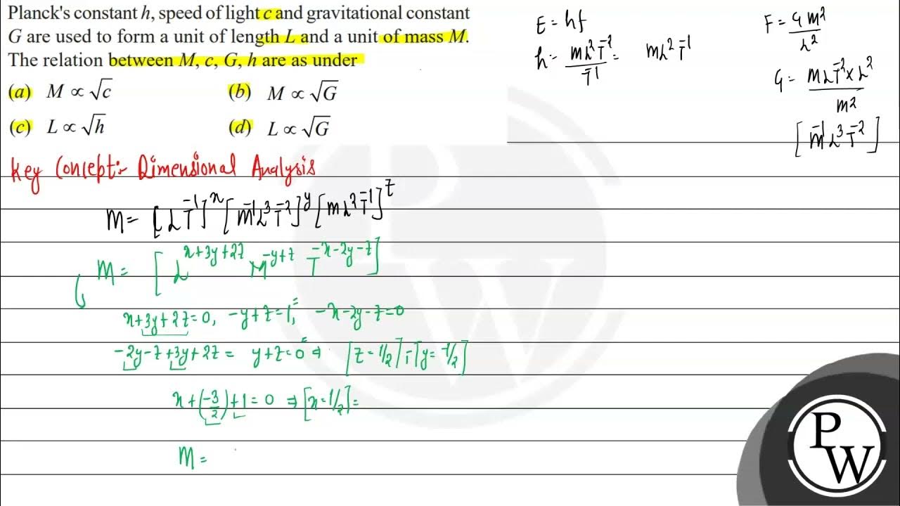 Plancks constant \( h \), speed of light \( c \) and gravitational ...