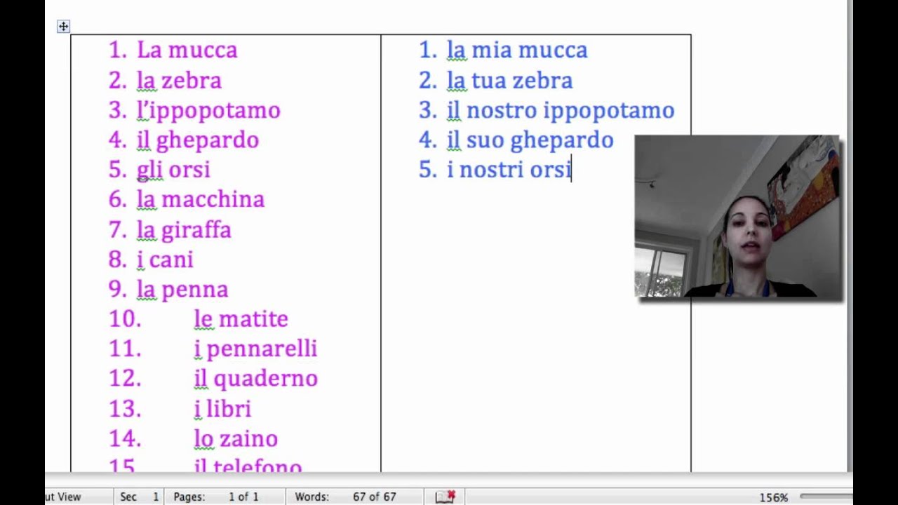 Italian possessive adjectives exercise 2 - Italian with Prof Corsini ...