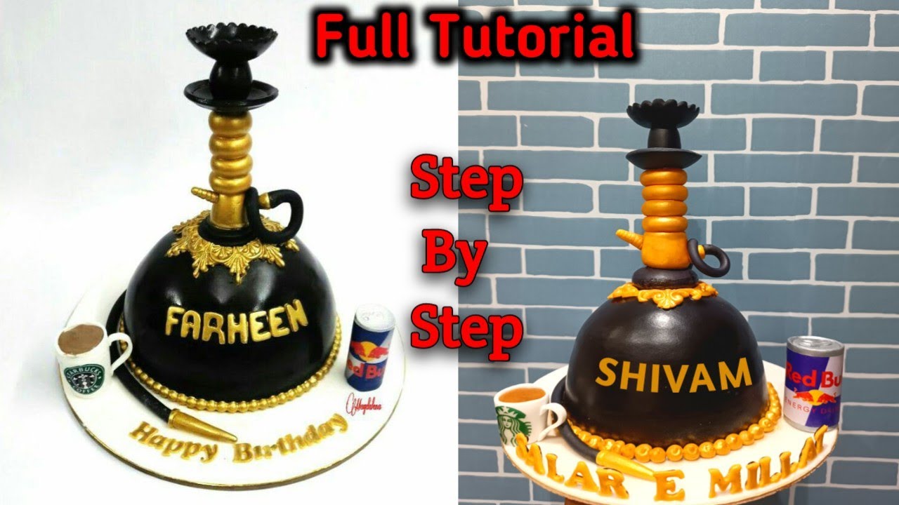 Pretty And Unique Hookah Birthday Cake | Hukka Cake With Starbucks ...