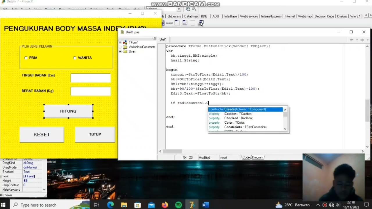 Membuat Pengukuran Body Massa Index ( BMI) Menggunakan Delphi 7 Kelompok 1 - YouTube