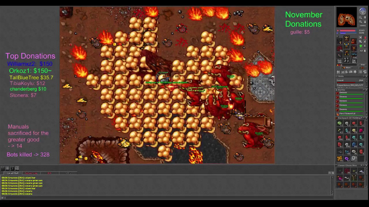 Tibia, Easy bot kill in demons, 248rp - YouTube