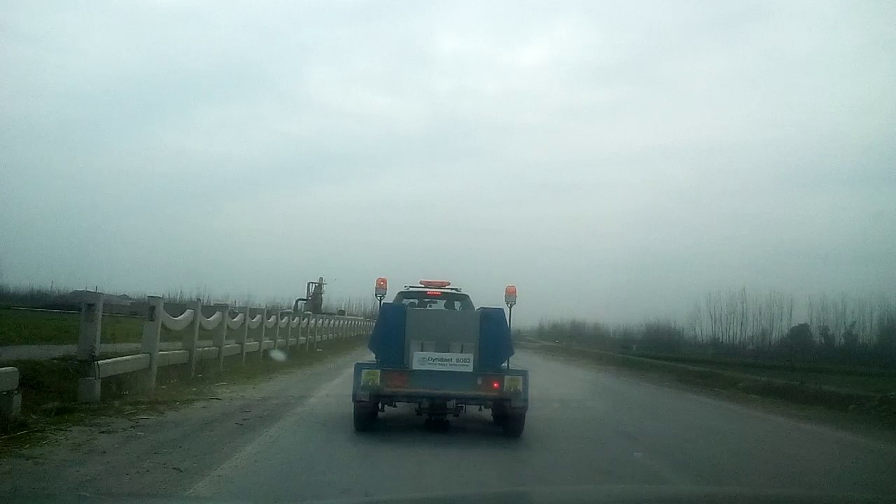 FWD falling weight deflectrometer test on road - YouTube