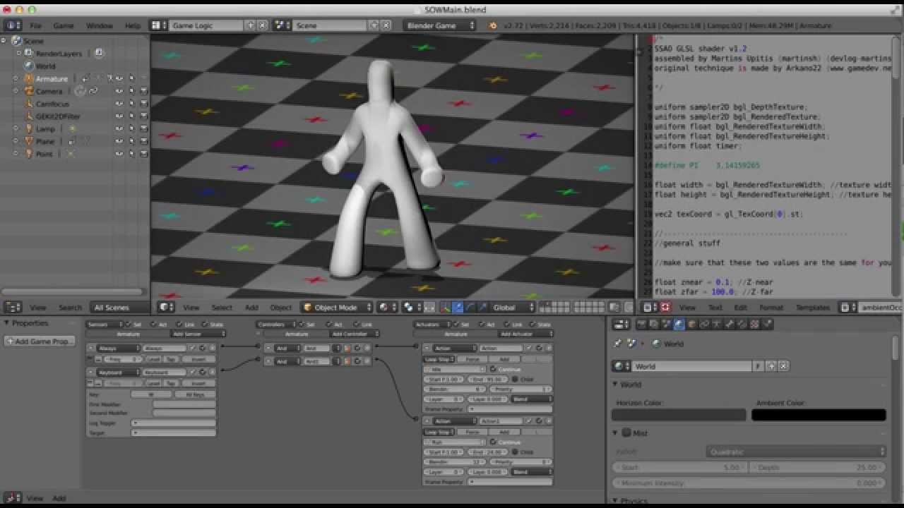 Starting a Blender game project: Player Run/Idle animations and ...