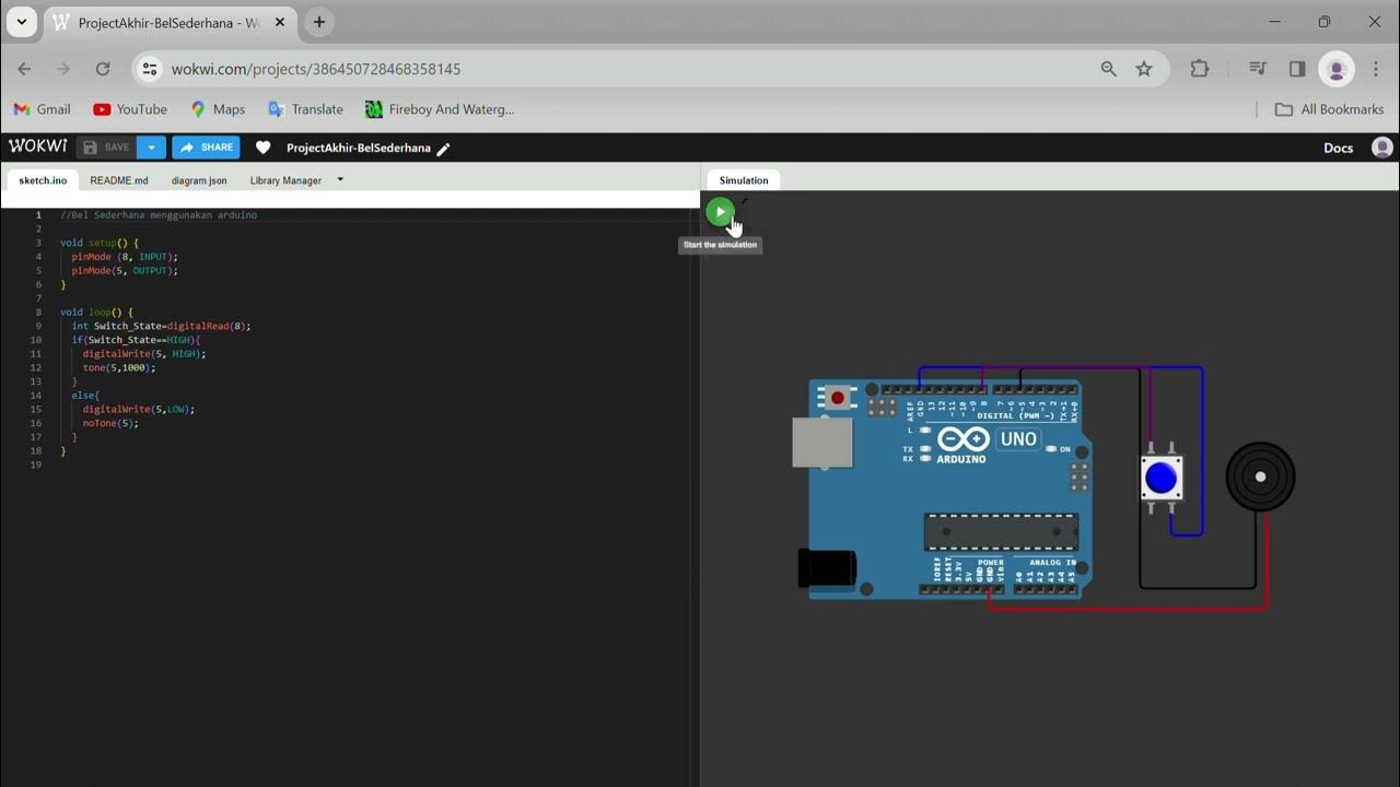 Project Akhir - Internet Of Things - Bel Sederhana - Wokwi ESP32, STM32, Arduino Simulator - YouTube