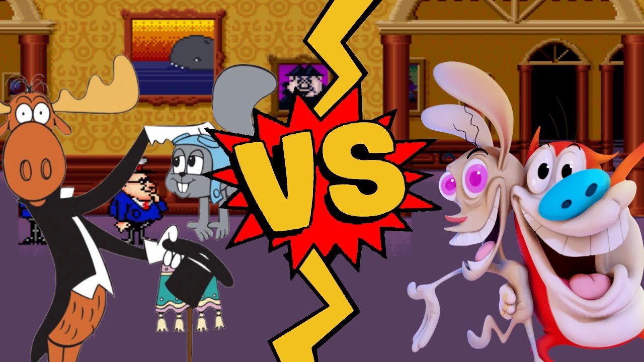 M U G E N Battles Rocky Bullwinkle Vs Ren Höek Stimpy Youtube