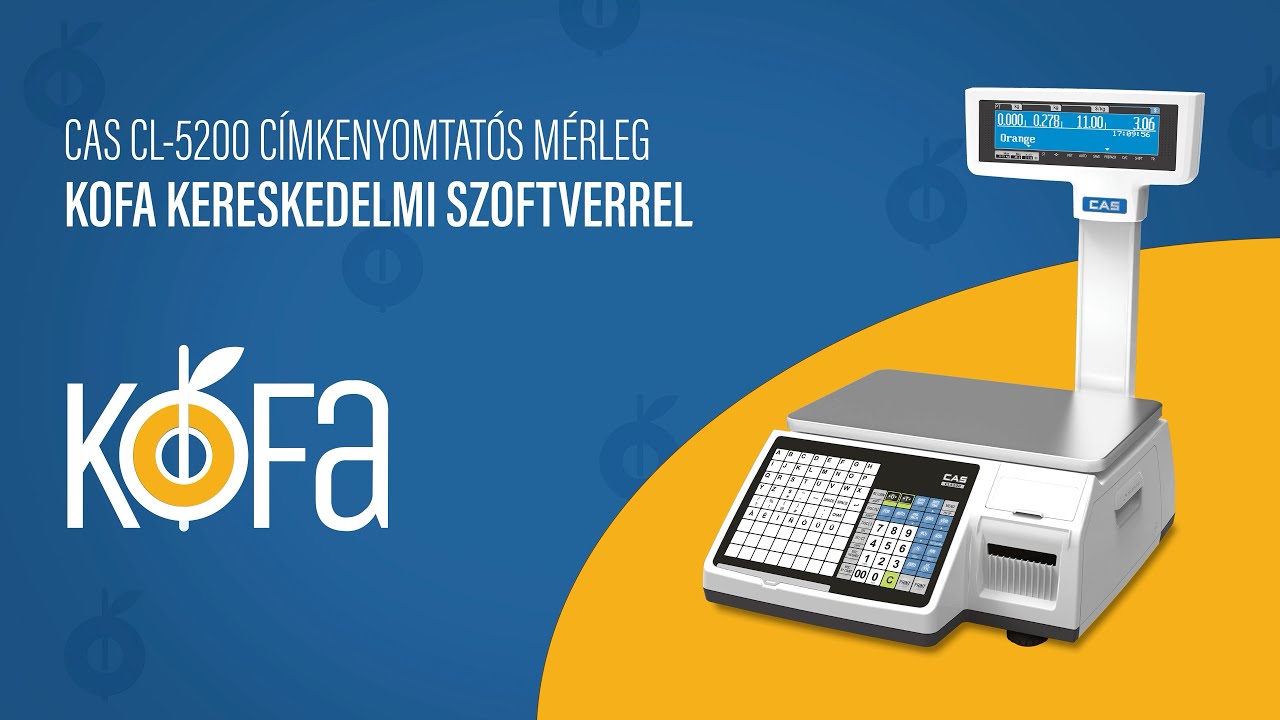 CAS CL-5200 címkenyomtatós mérleg KOFA kereskedelmi szoftverrel ...