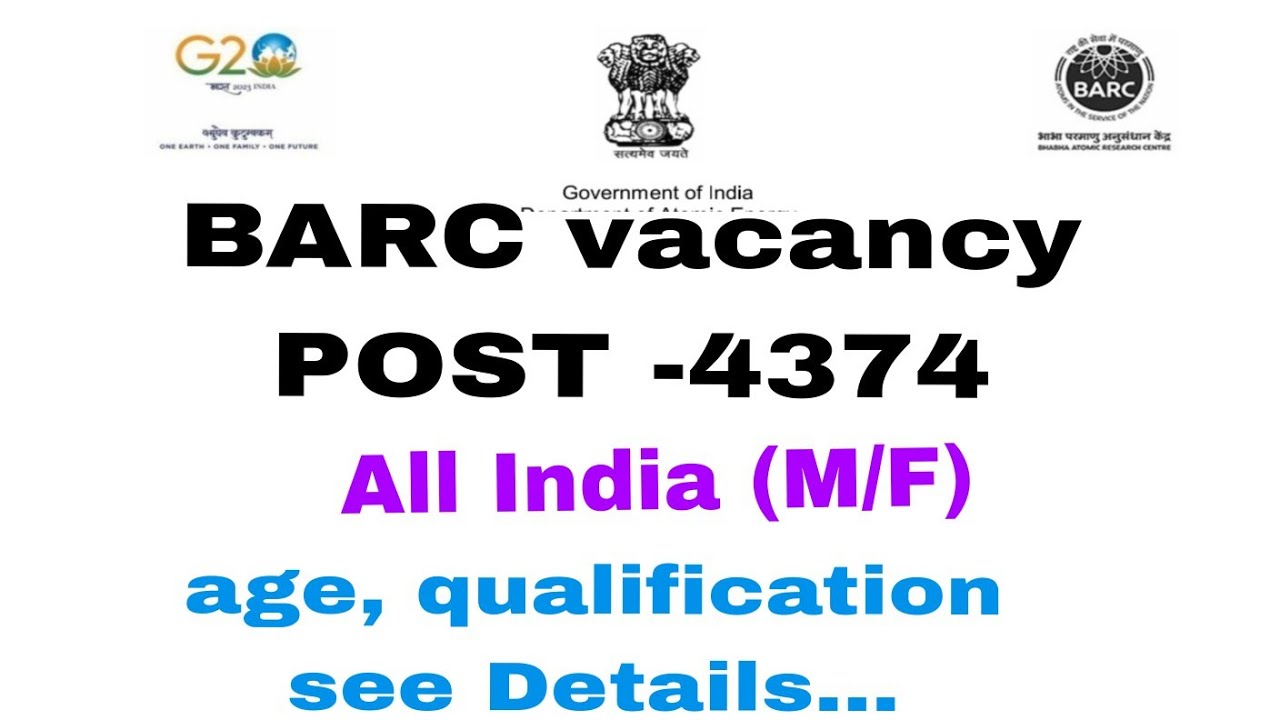 BARC vacancy 2023 | BARC recruitment 2023 | BARC Bharti 2023 | #barc ...