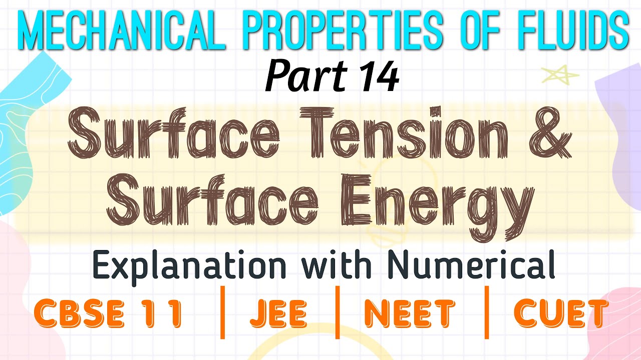 Part 14 | Surface Tension and Surface Energy | Complete Concept | CUET ...