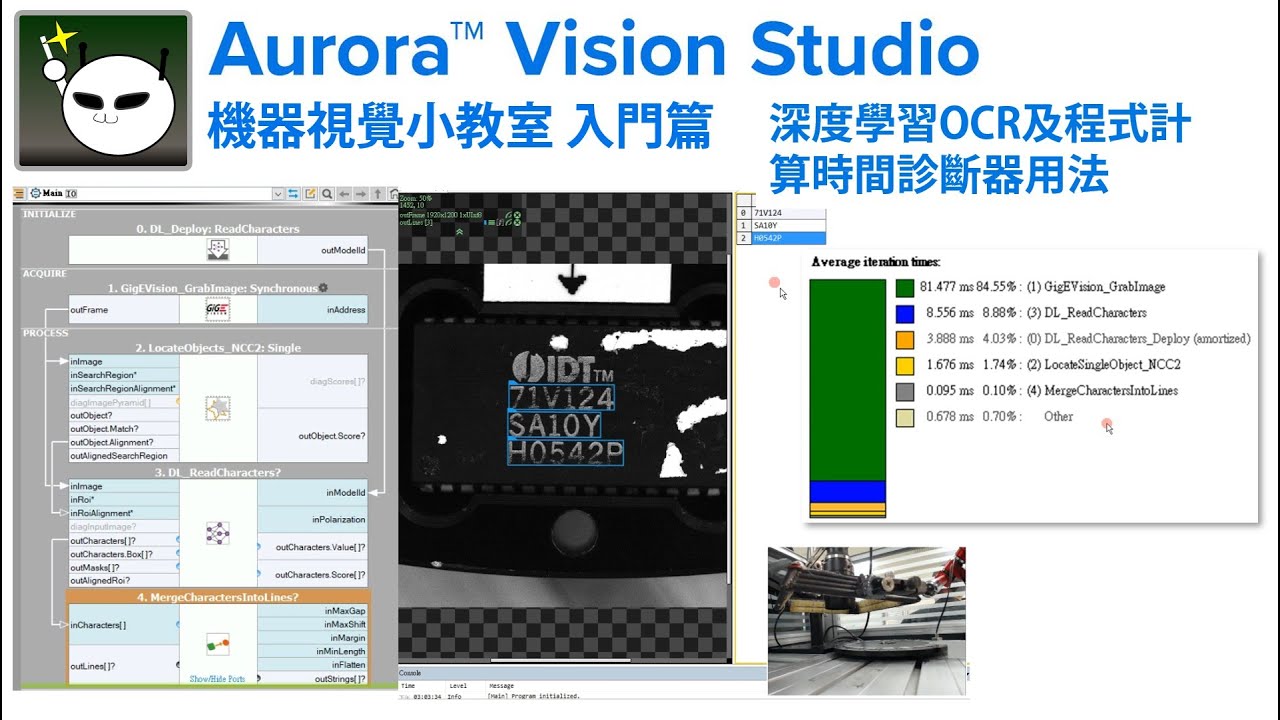 機器視覺小教室 Aurora Vision Studio 入門篇【18】深度學習OCR及程式計算時間診斷器用法 - YouTube
