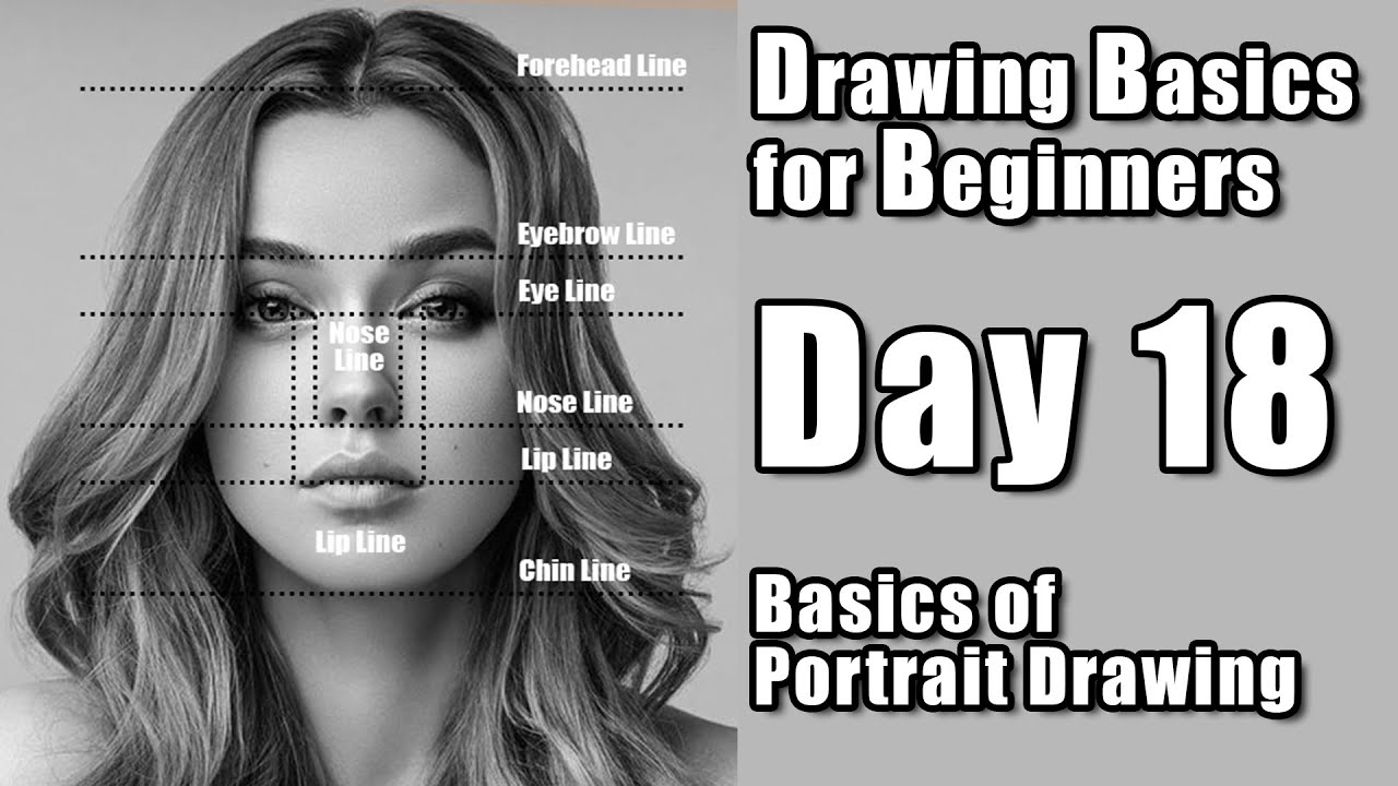 Drawing Class for Beginners - Day 18 | Basics of Portrait Drawing # ...