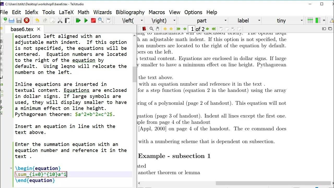 Creating An Equation And Referencing The Number In Latex - Youtube