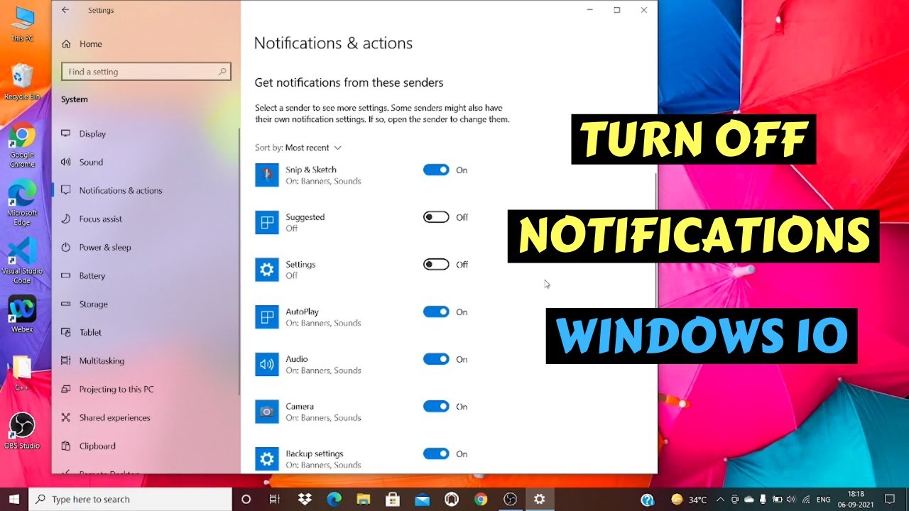 How to Turn Off Notifications in Laptop | Laptop me Notification kaise ...