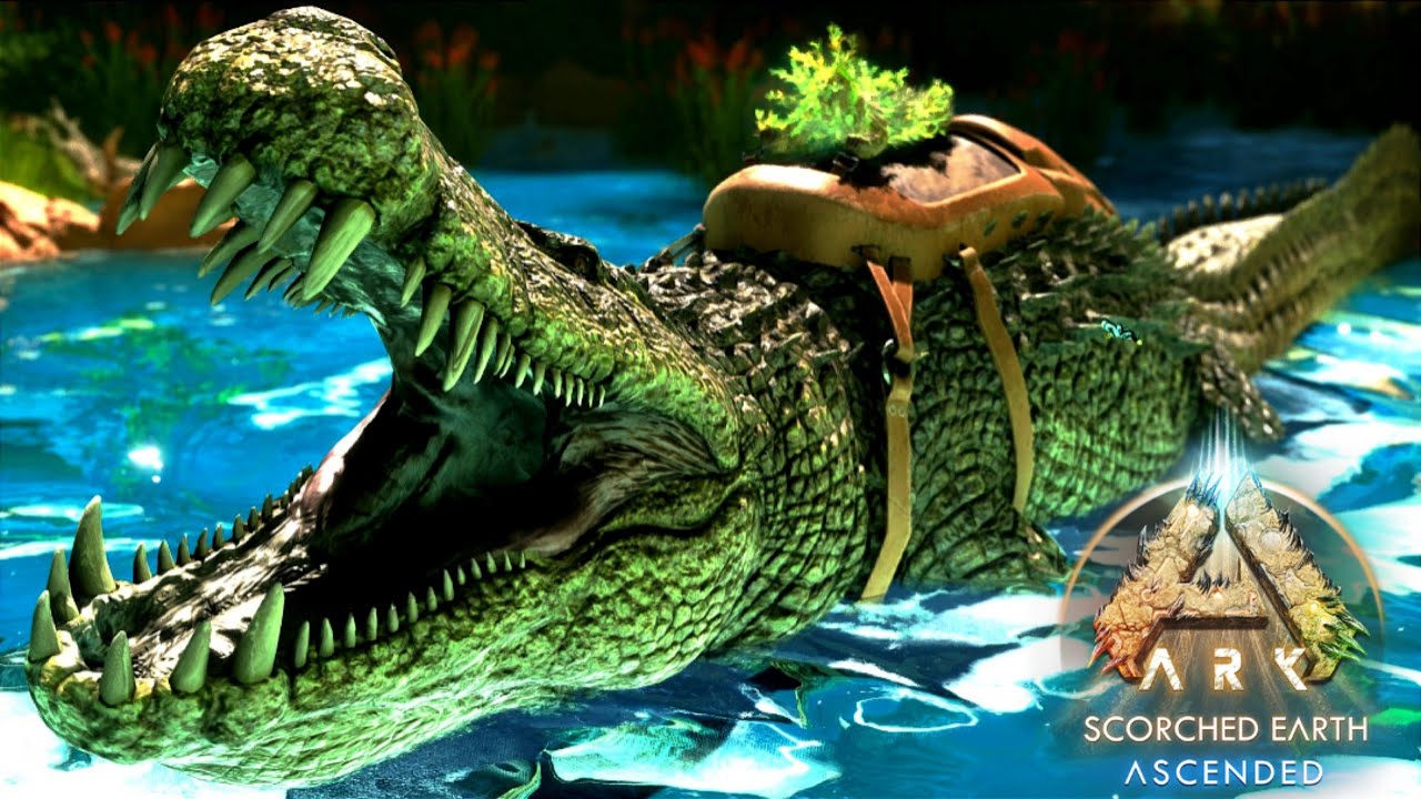 I tamed a Terrible Crocodile the DEINOSUCHUS || Ark Scorched Earth ...
