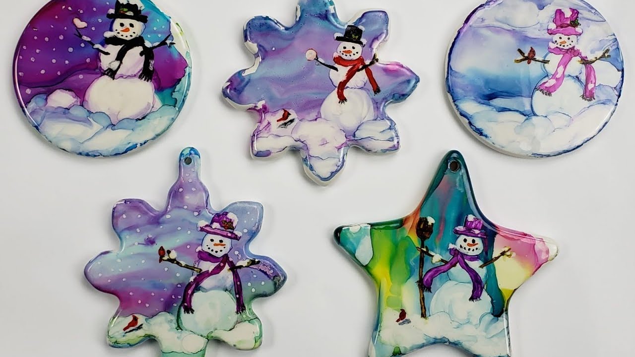 How To Paint A Snowman In Alcohol Ink - YouTube