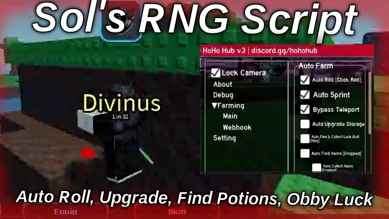 Roblox Sol's RNG Script 🍀 (Auto Roll, Auto Craft, Collect Potions, Obby ...