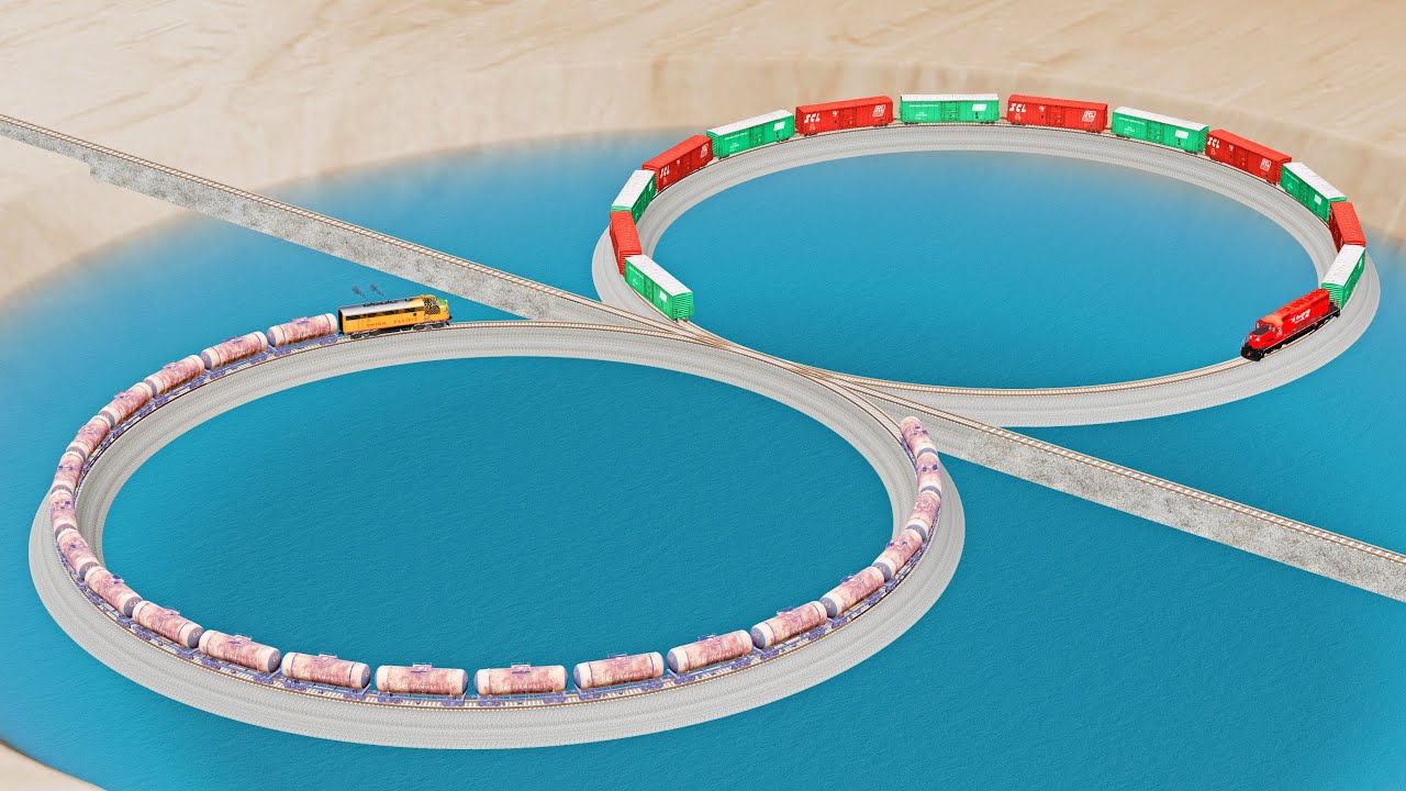 "Trains vs Infinite Loop Rail Tracks - Beamng Drive" - YouTube