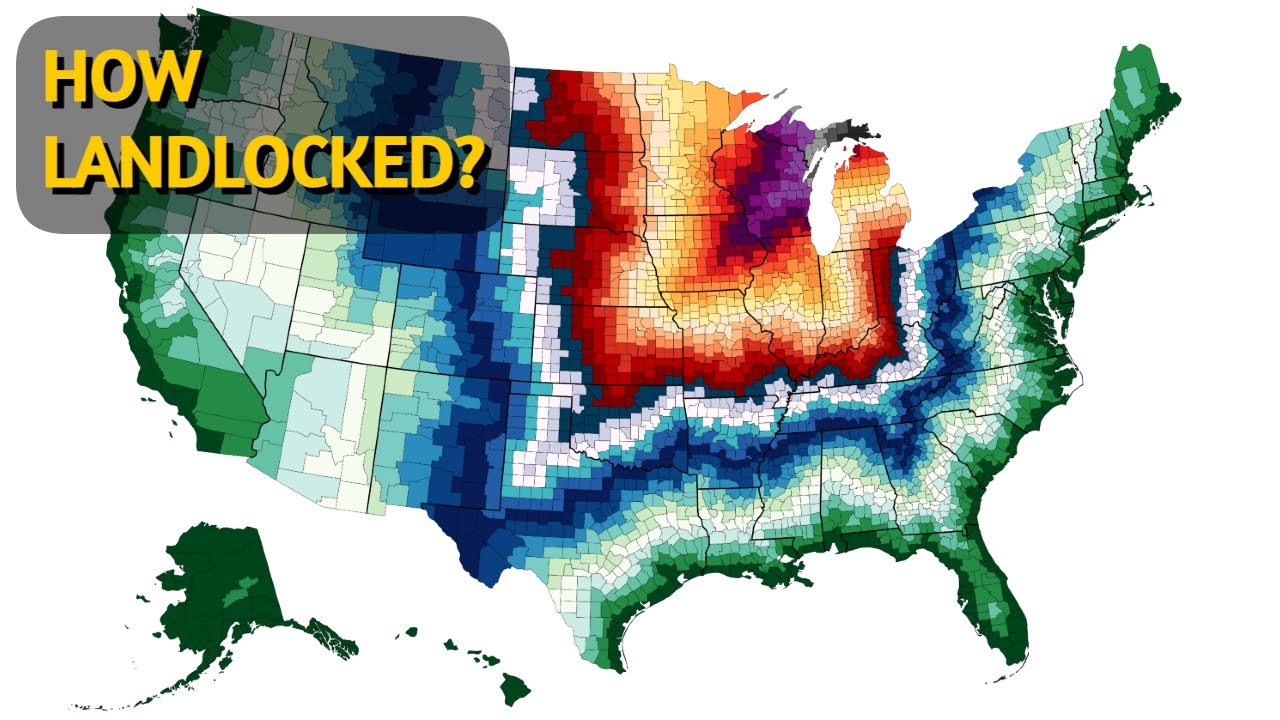 How Landlocked Are The U.S. Counties? - YouTube