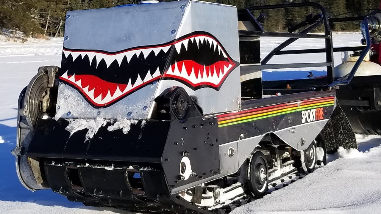 Track Shark - Homemade Motorized Tracked Fishing Sled - YouTube