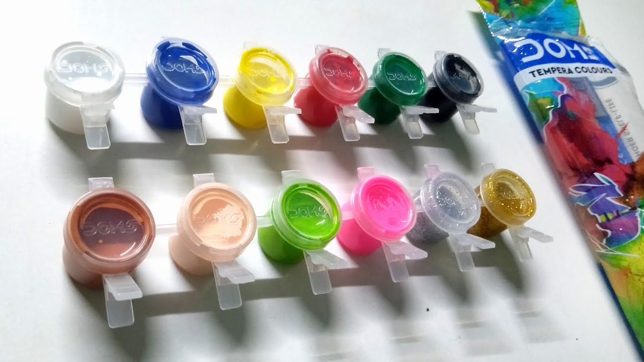 DOMS TEMPERA COLOURS 12 SHADES Review & Testing - YouTube