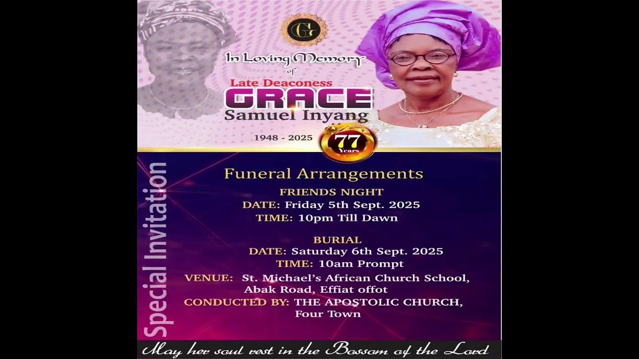 FUNERAL CEREMONY OF LATE DEACONESS GRACE SAMUEL INYANG - YouTube