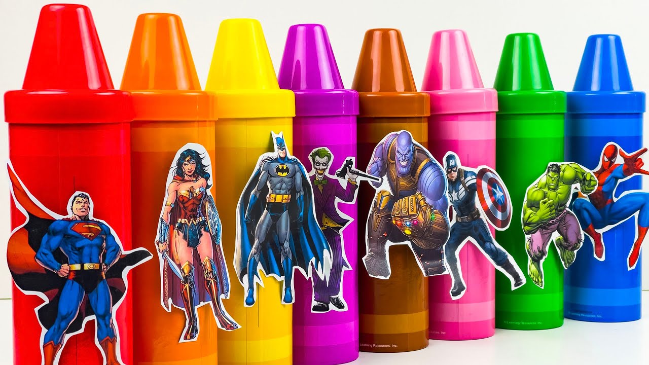 8 SPIDERMAN SUPERHERO CRAYON Satisfying Unboxing: Hulk, Spiderman, Iron ...
