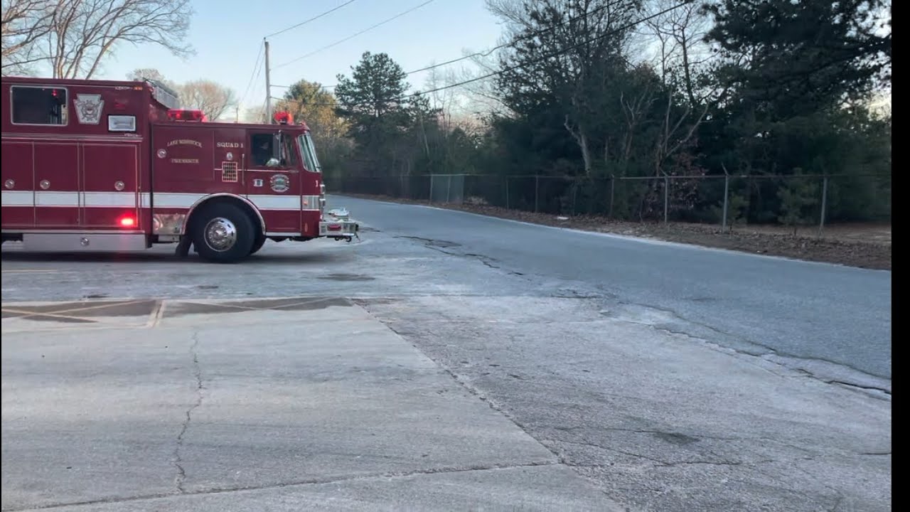 Lake Mishnock Squad 1 responding from quarters to an MVA on RT.95 - YouTube