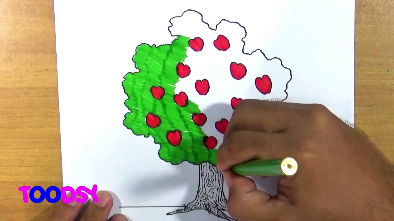 How to Color Apple Tree Picture Coloring Page - YouTube